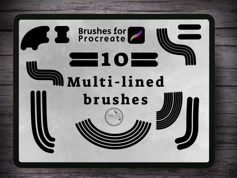 10 Multi-lined Brush. Line Art Brushes for Procreate. - Etsy
