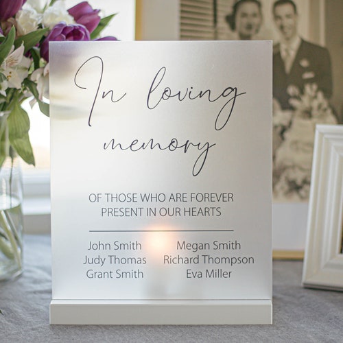 Memory Table Sign for Wedding With Names in Loving Memory - Etsy