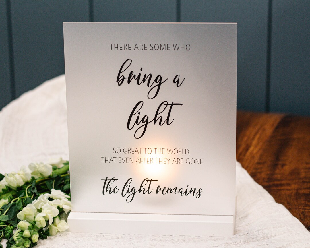 Acrylic Wedding Memorial Table Sign - Backlit Memorial With Candle ...