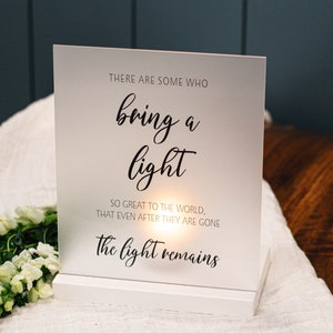 Acrylic Wedding Memorial Table Sign - Backlit Memorial With Candle ...