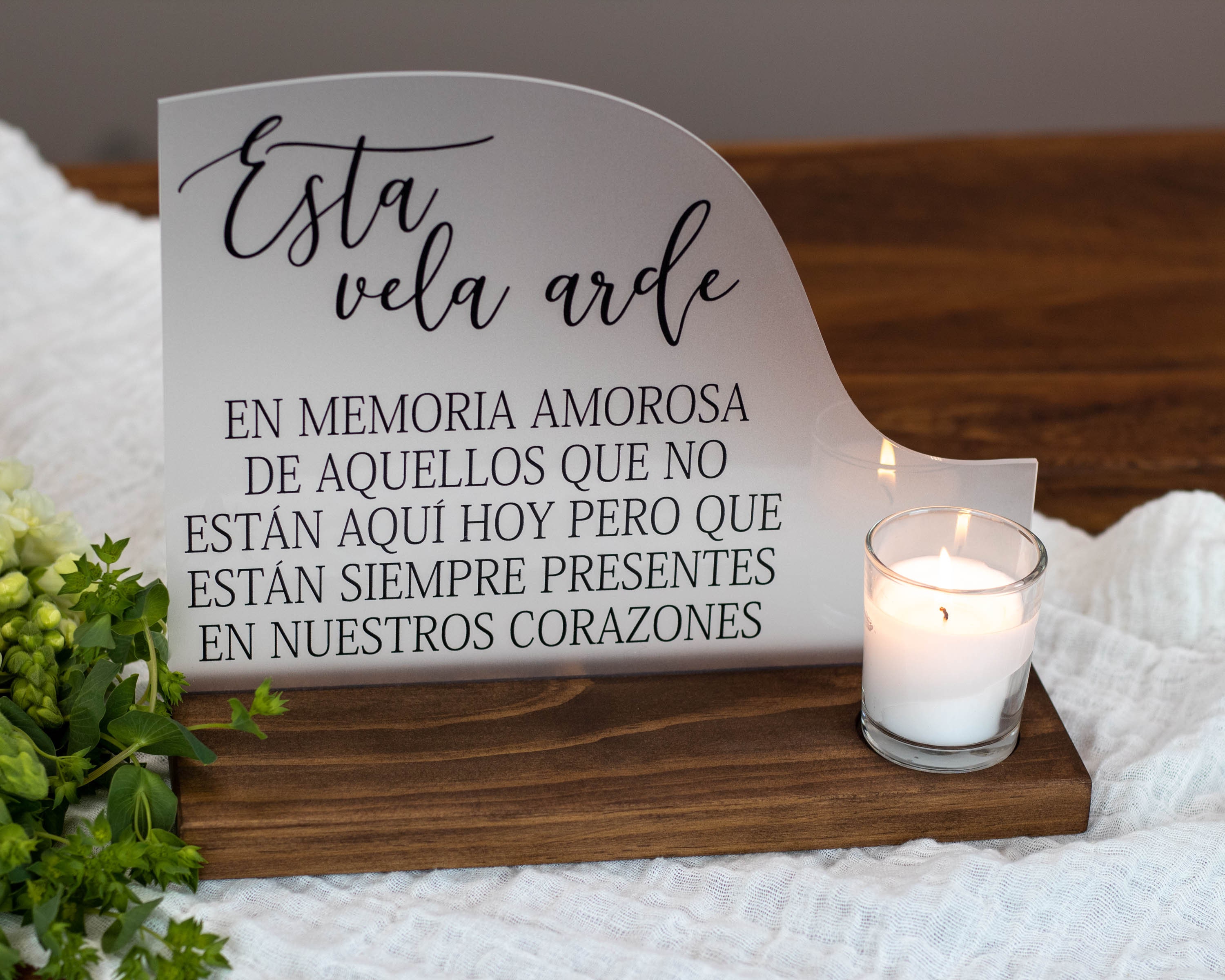 Spanish Memorial Candle: Wedding Remembrance Plaque - Etsy