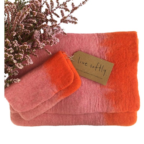 Hand Felted Wool Laptop Case Pink Ombre Sizes: | Etsy