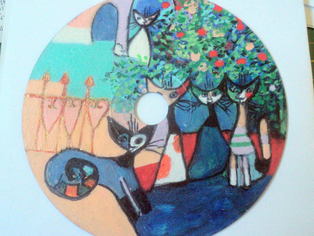 House Decoration-cd Decorated-cd Recycled-theme catscd Painted-acrylic ...