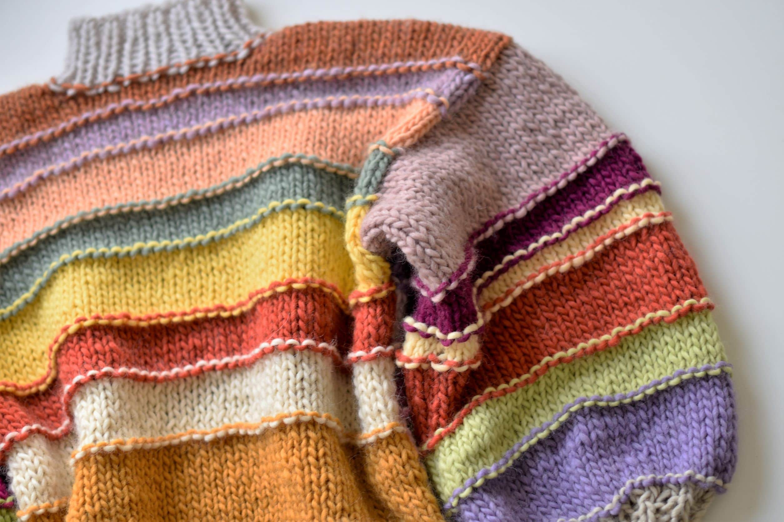 Ready to Go! HELLO Merino Wool Sweater Striped Hand Knit Sweater ...