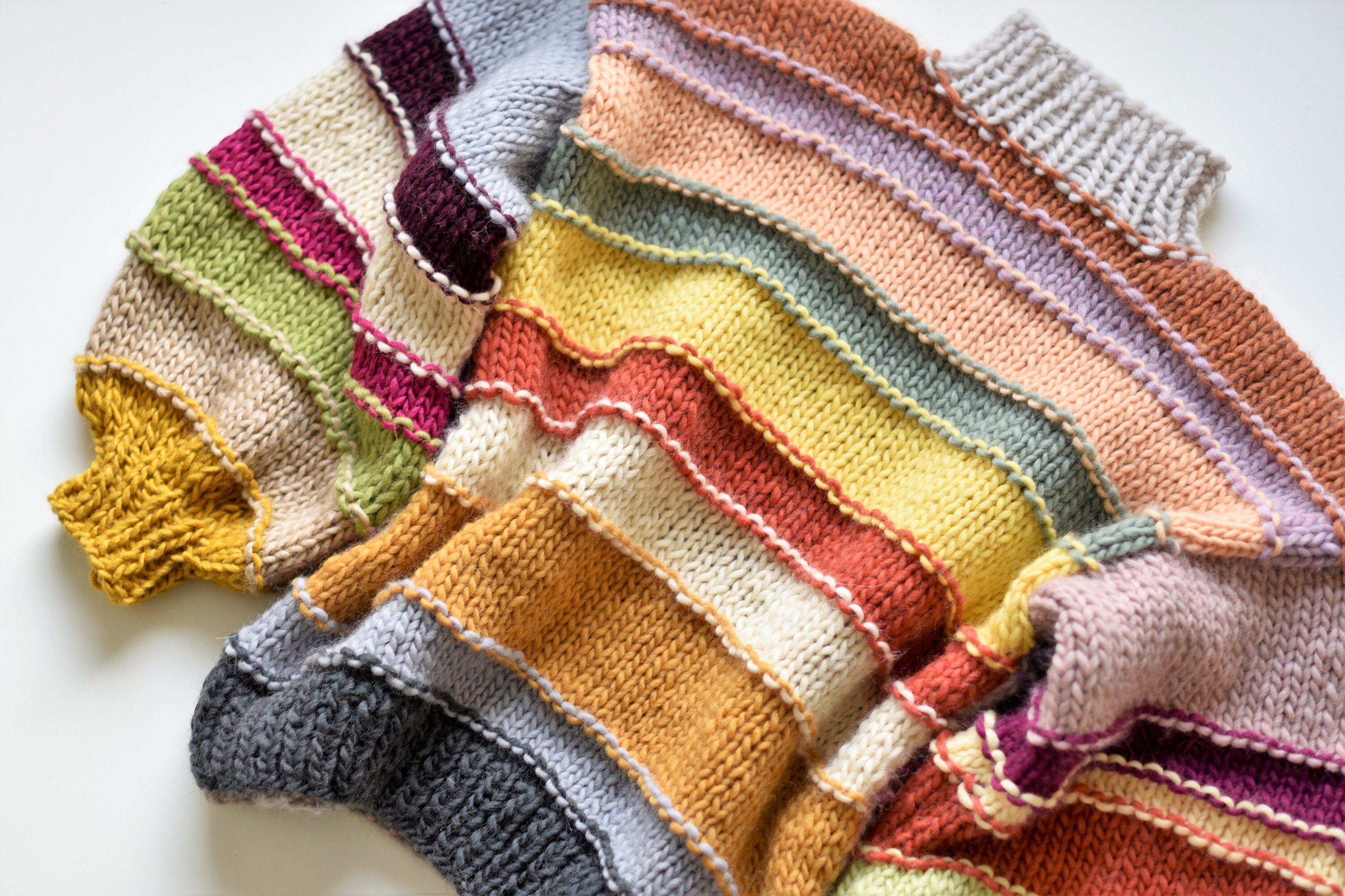 Ready to Go HELLO Merino Wool Sweater Striped Hand Knit Sweater ...