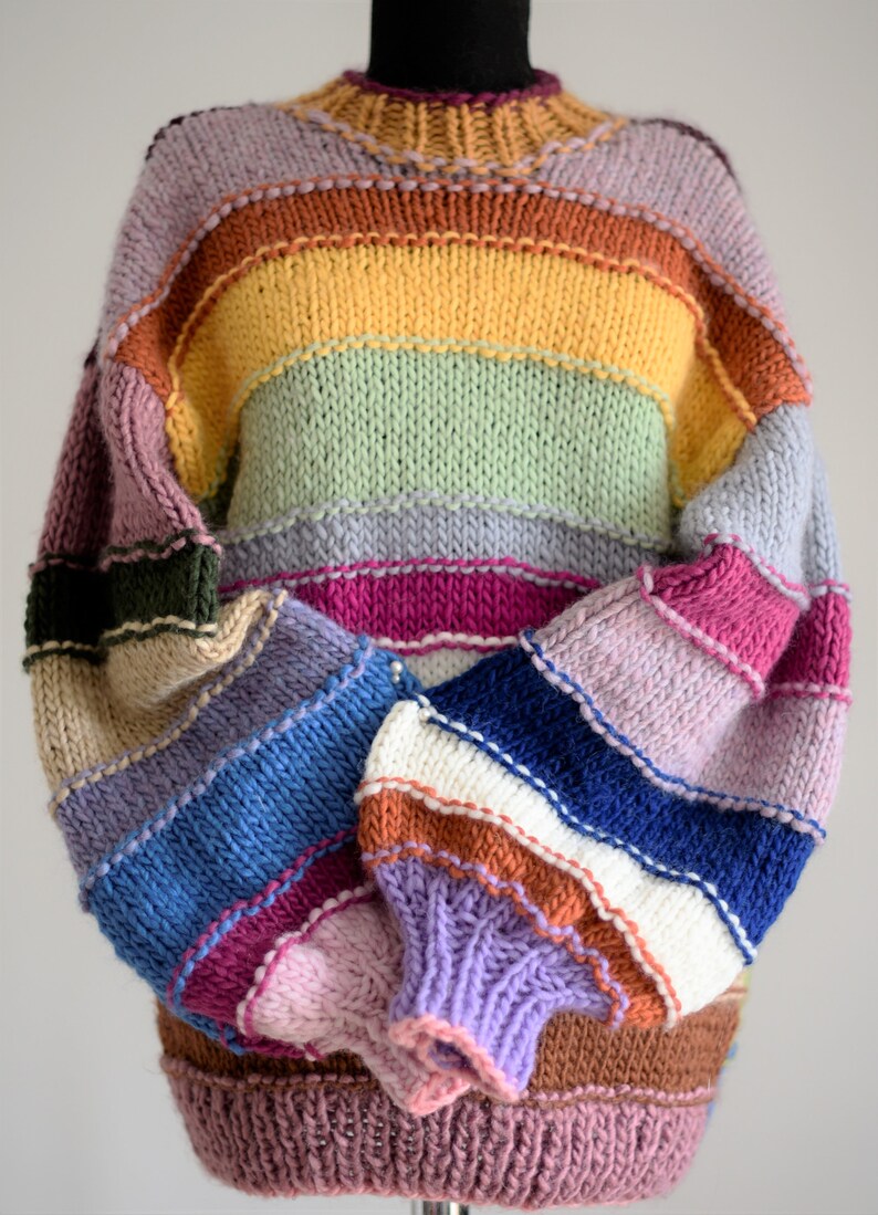 TO ORDER! Wool Sweater,hand Knit Sweater,wool Knit Cardigan,multicolor ...