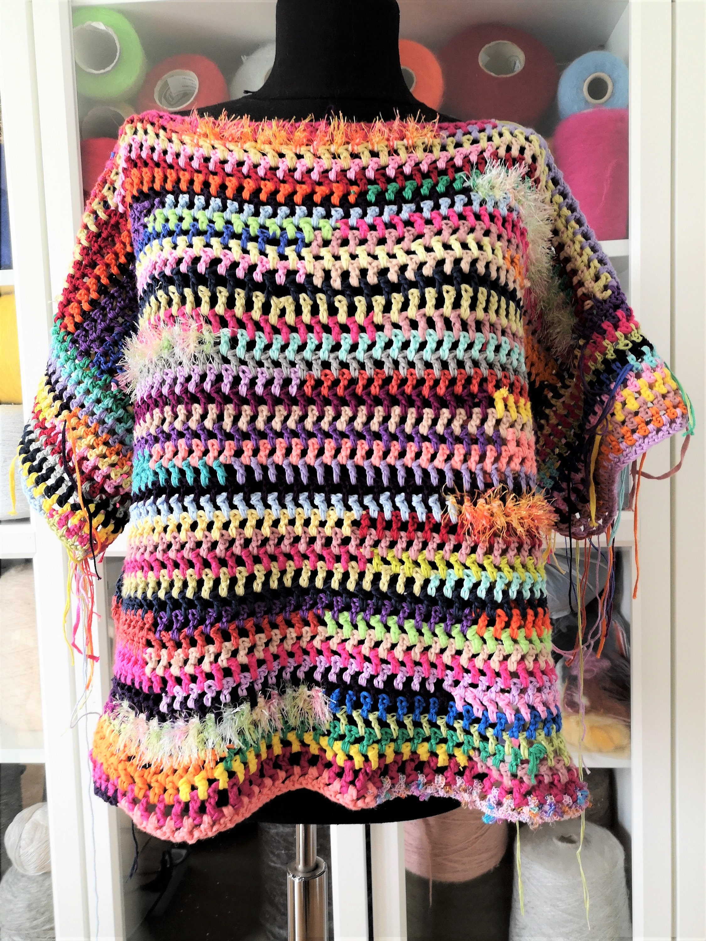 Ready to Go Crochet Multicolor Spring Sweater Cotton Crochet Sweater ...