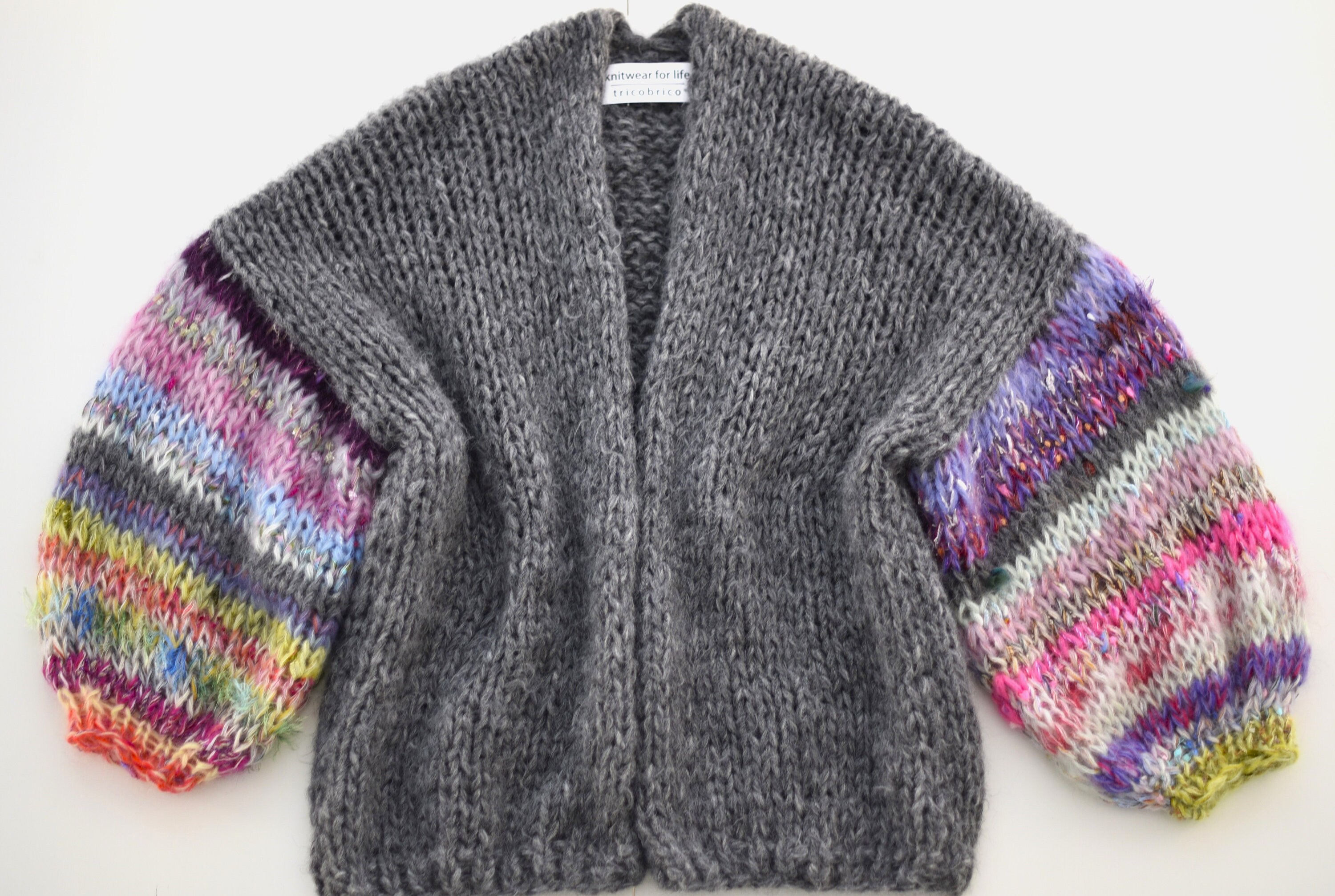 Ready to Go MONI Alpaca and Silk Mohair Cardigan Multicolor and Multitexture Sleeves Super Soft ...