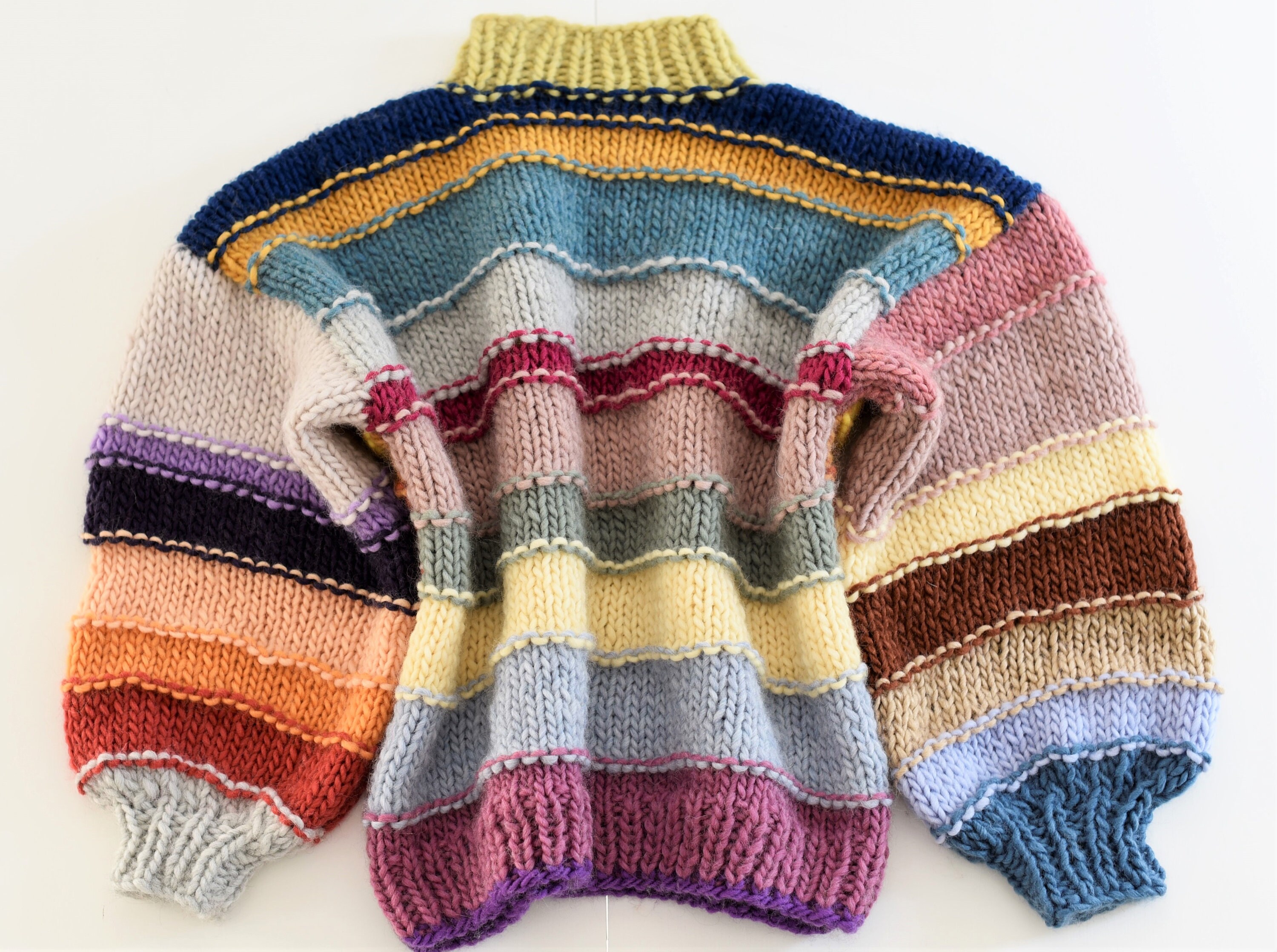 TO ORDER Wool Sweater,hand Knit Sweater,wool Knit Cardigan,multicolor ...