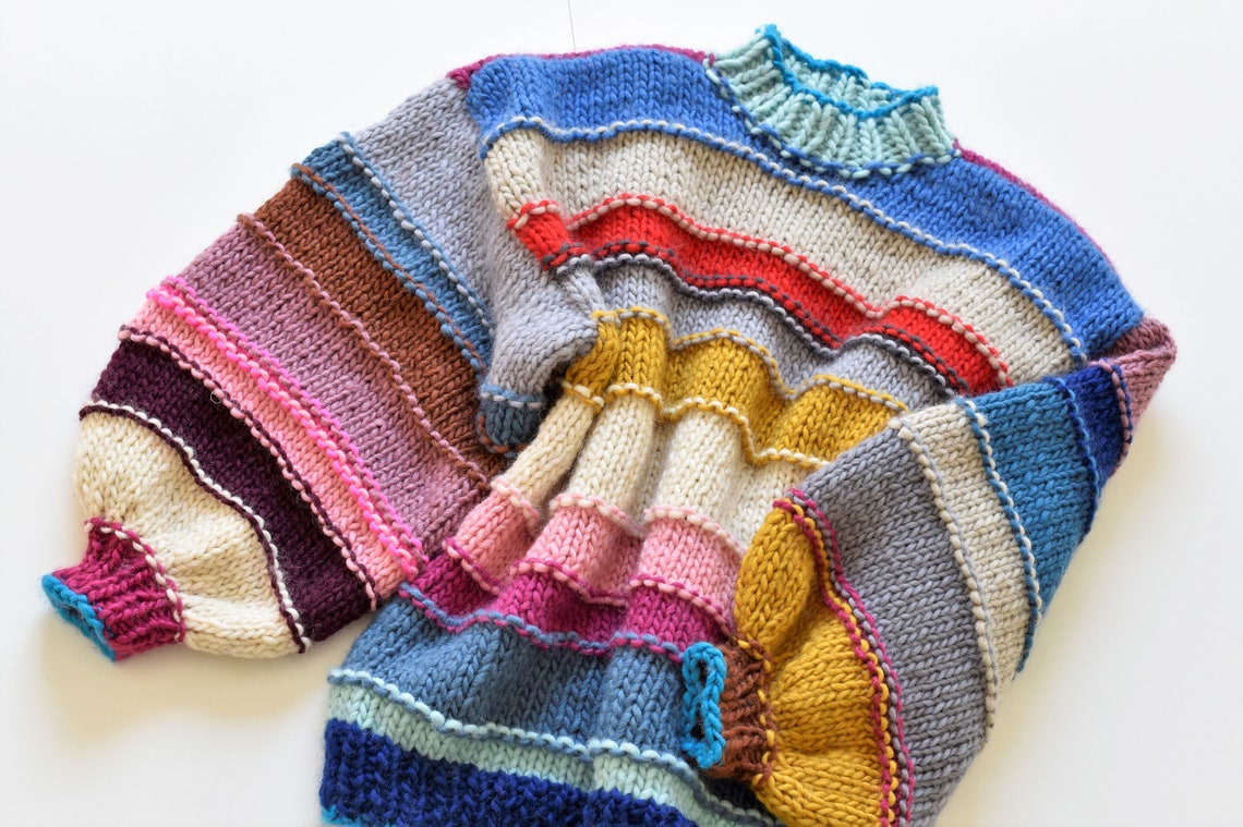 TO ORDER Wool Sweater,hand Knit Sweater,wool Knit Cardigan,multicolor ...