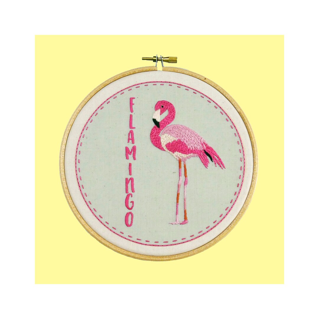 Flamingo Beginner Embroidery Kit DIY Hoop Art Hand Embroidery Pattern ...