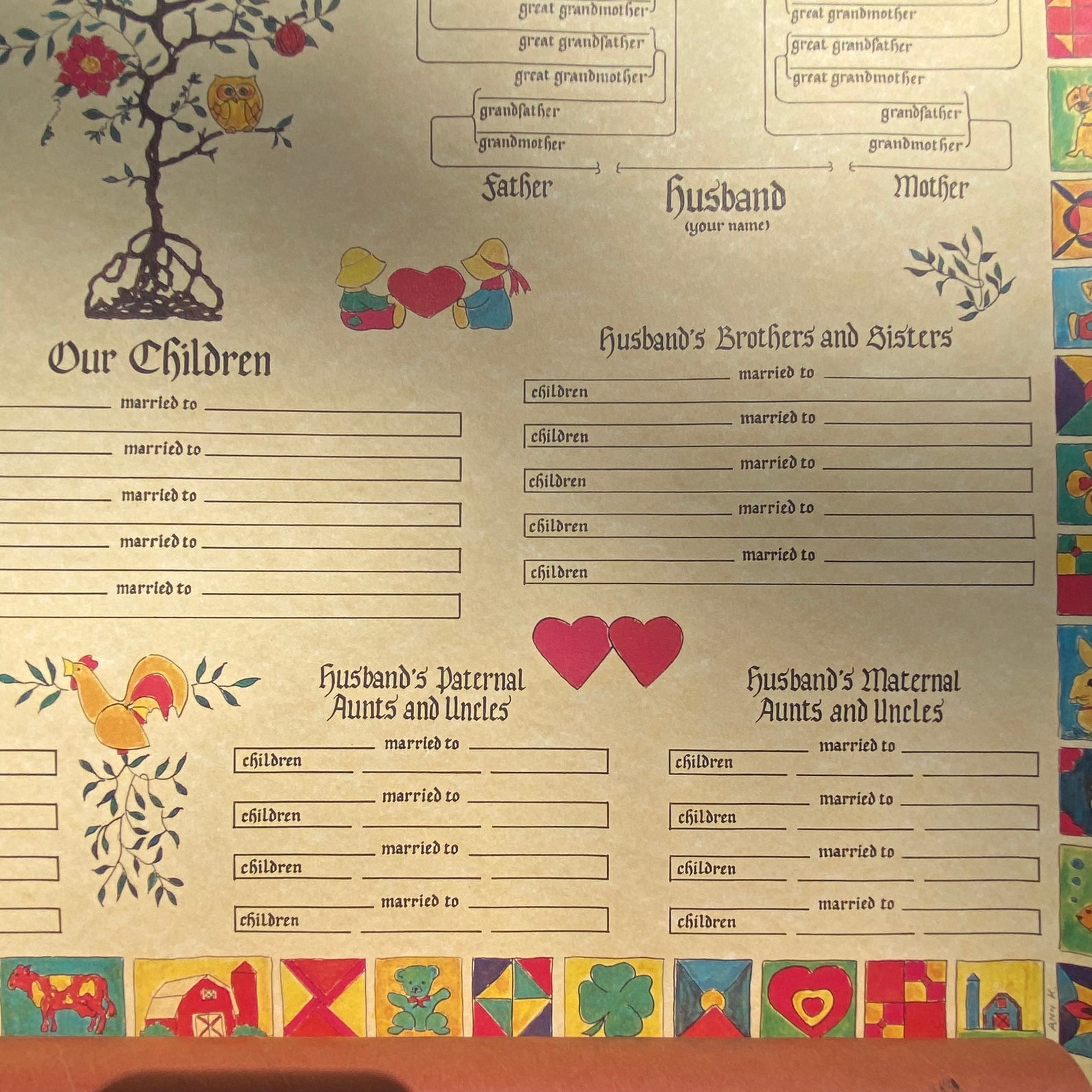 Our Family Tree Scroll Poster Blank Paper Sign Wall Hanging Vintage New ...