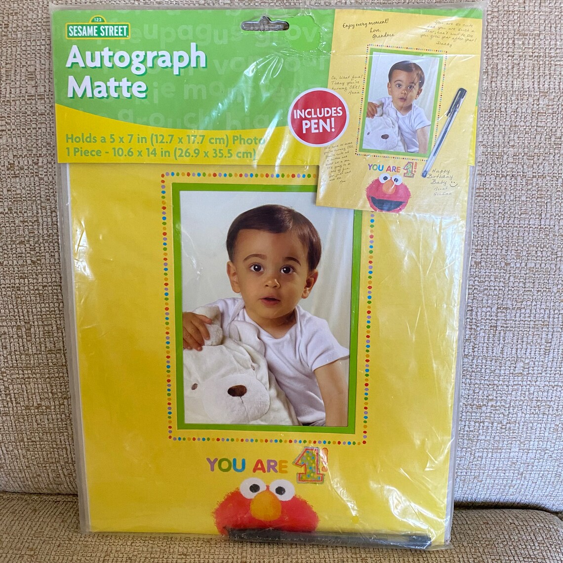 You Are 1 Autograph Photo Mat Yellow Elmo Birthday Party Decor Keepsake ...