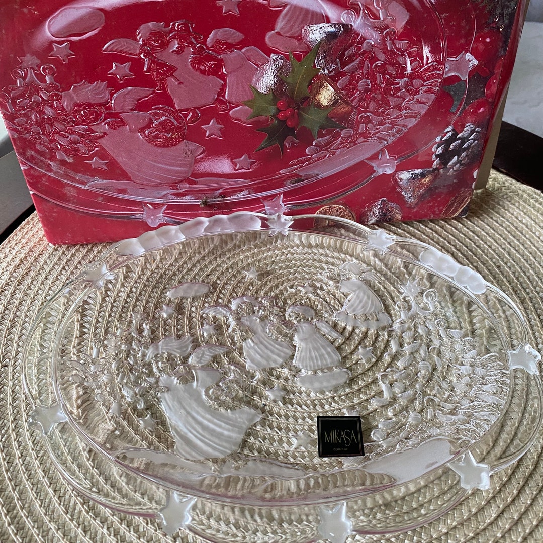 Vintage Mikasa Holiday Lights Angel Candy Dish: Frosted Glass Christmas ...