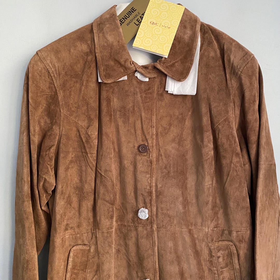 NEW Vintage QVC Centigrade Brown Washable Genuine Suede Leather 3/4 ...