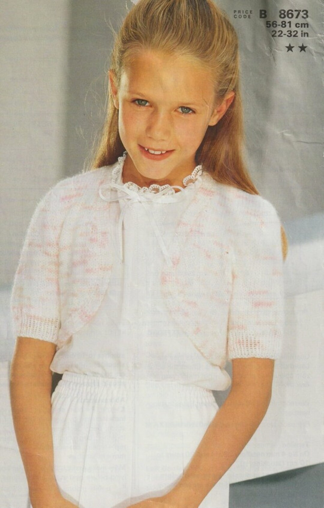 Vintage Knitting Pattern: Girls Bolero Jacket for Chest 22" to 32 ...