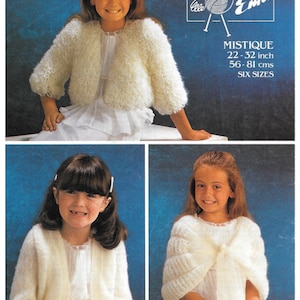 Vintage Knitting Pattern Girls Bolero, Loopy Jacket and a Cape: Chest ...