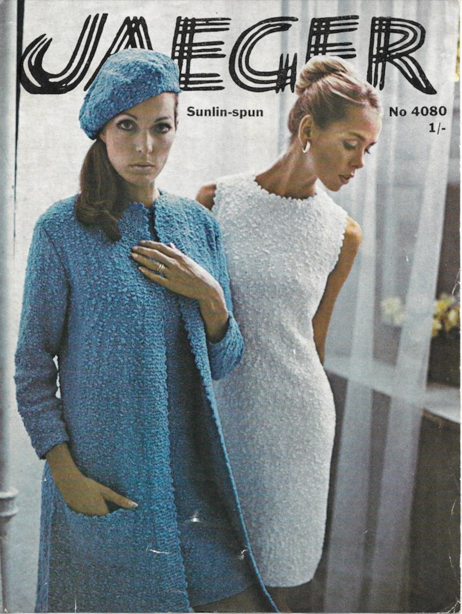 Vintage Jaeger Knitting Pattern 4080 Ladies Coat and Dress 4 Sizes PDF ...