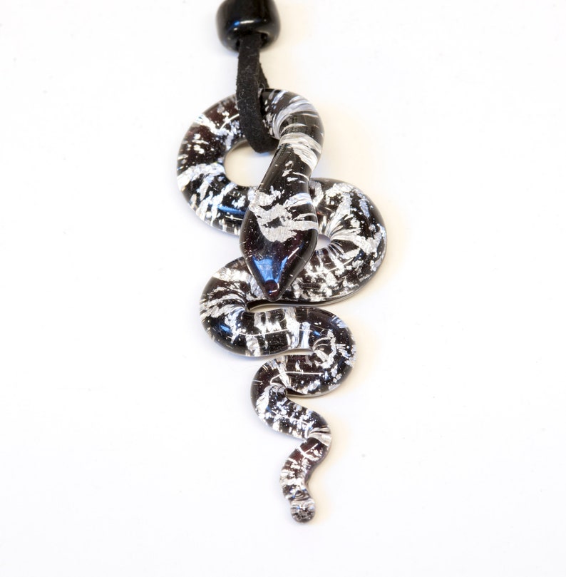 Murano Glass Snake Pendant, Lampwork Animal Necklace, Leather Cord - Etsy