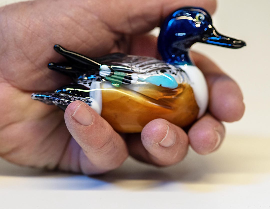 Duck in Murano Glass. Realistic Realization in Glass Multicoloured ...