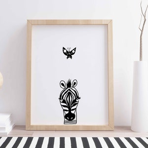 Zebra Nursery Print in Black and White for Kids Room Decor, Safari ...