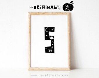 Space Themed Letter L Print for Toddler Room Decor Featuring Rocket in ...