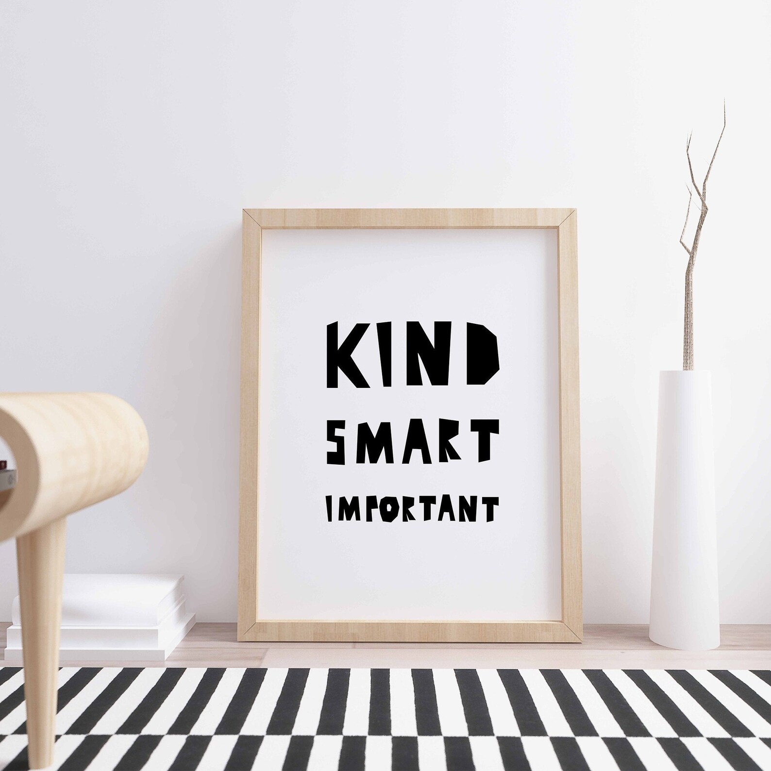 Kind Smart Important Print Motivational Quote Wall Art for Toddler Room ...