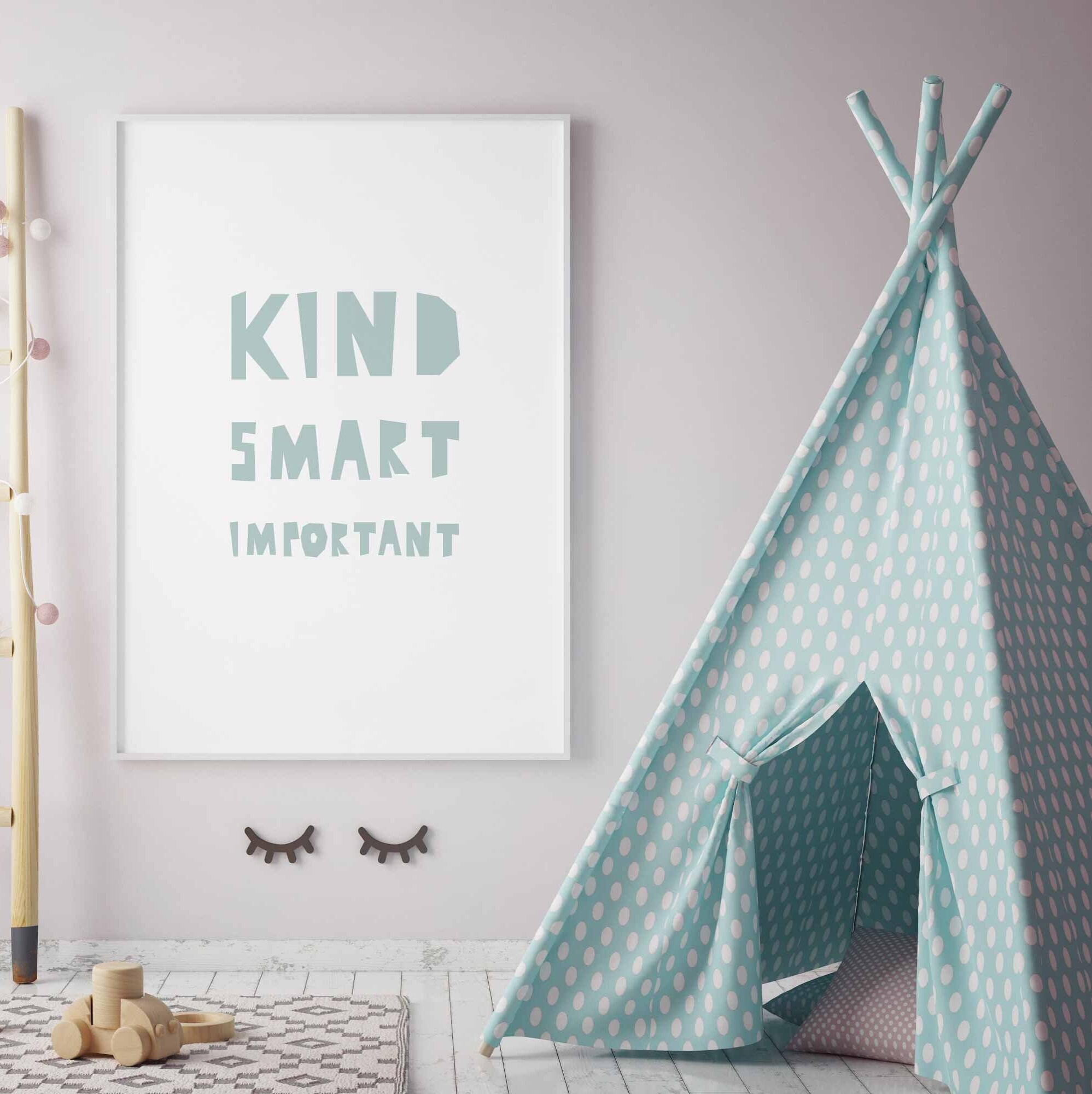 Kind Smart Important Print Motivational Quote Wall Art For | Etsy