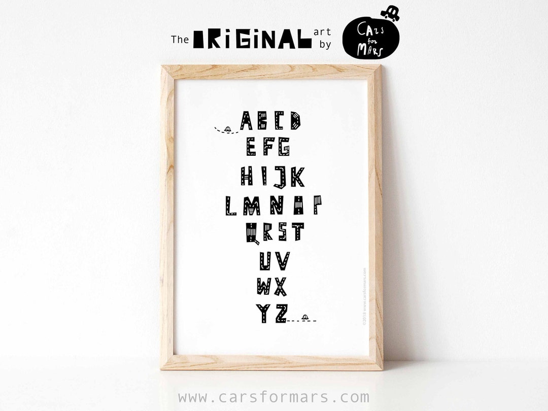 Alphabet Print, Black and White Nursery Prints, Alphabet Poster, ABC ...
