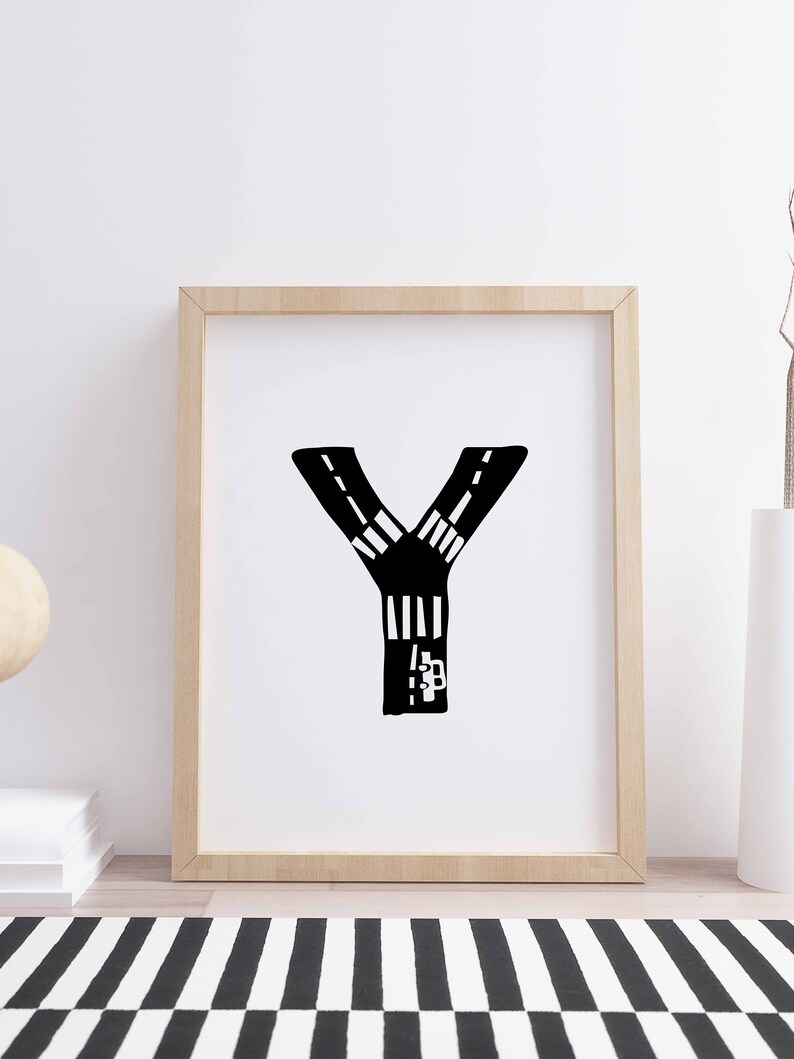 Alphabet Print Letter Y Wall Art for Toddler Boy Room Decor ...