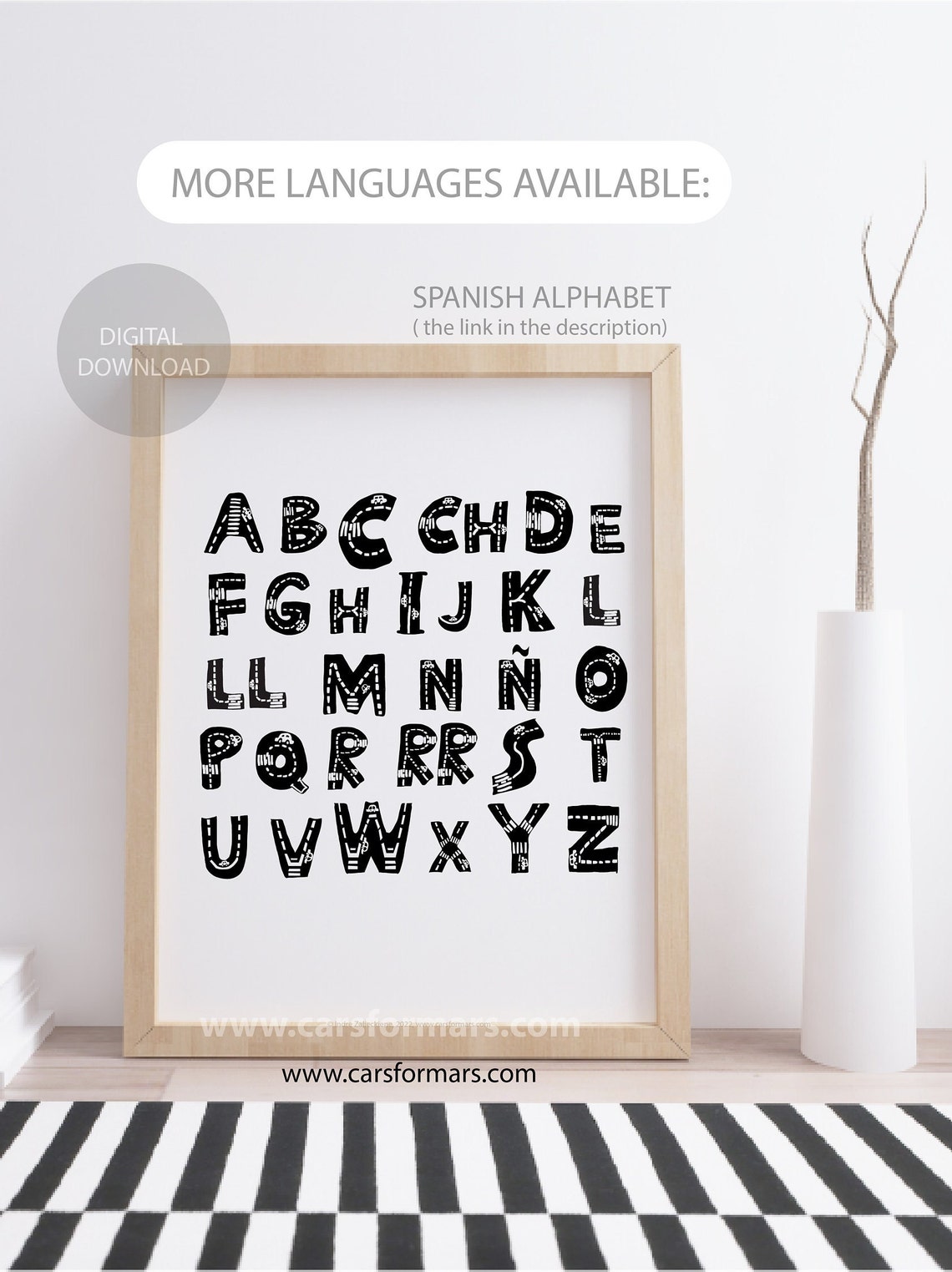 Alphabet Poster in Black and White for Toddler Boy Room Decor - Etsy