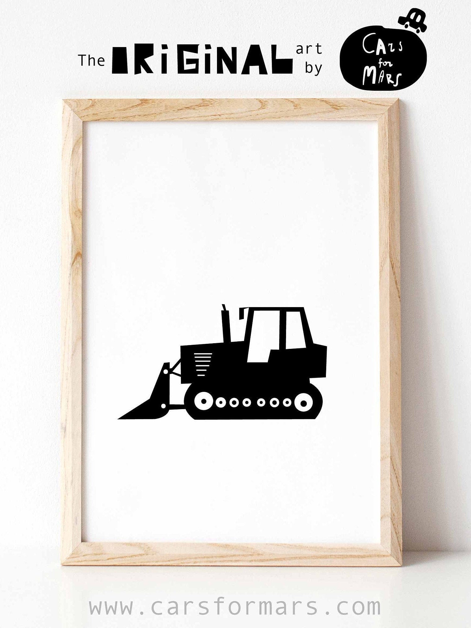 Bulldozer Print in Black and White for Boy Room Decor, Construction ...