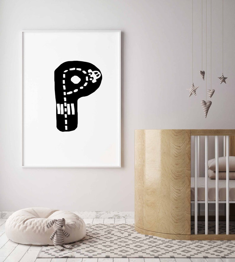 Alphabet Print Letter P Wall Art for Boy Room Decor, Transportation ...
