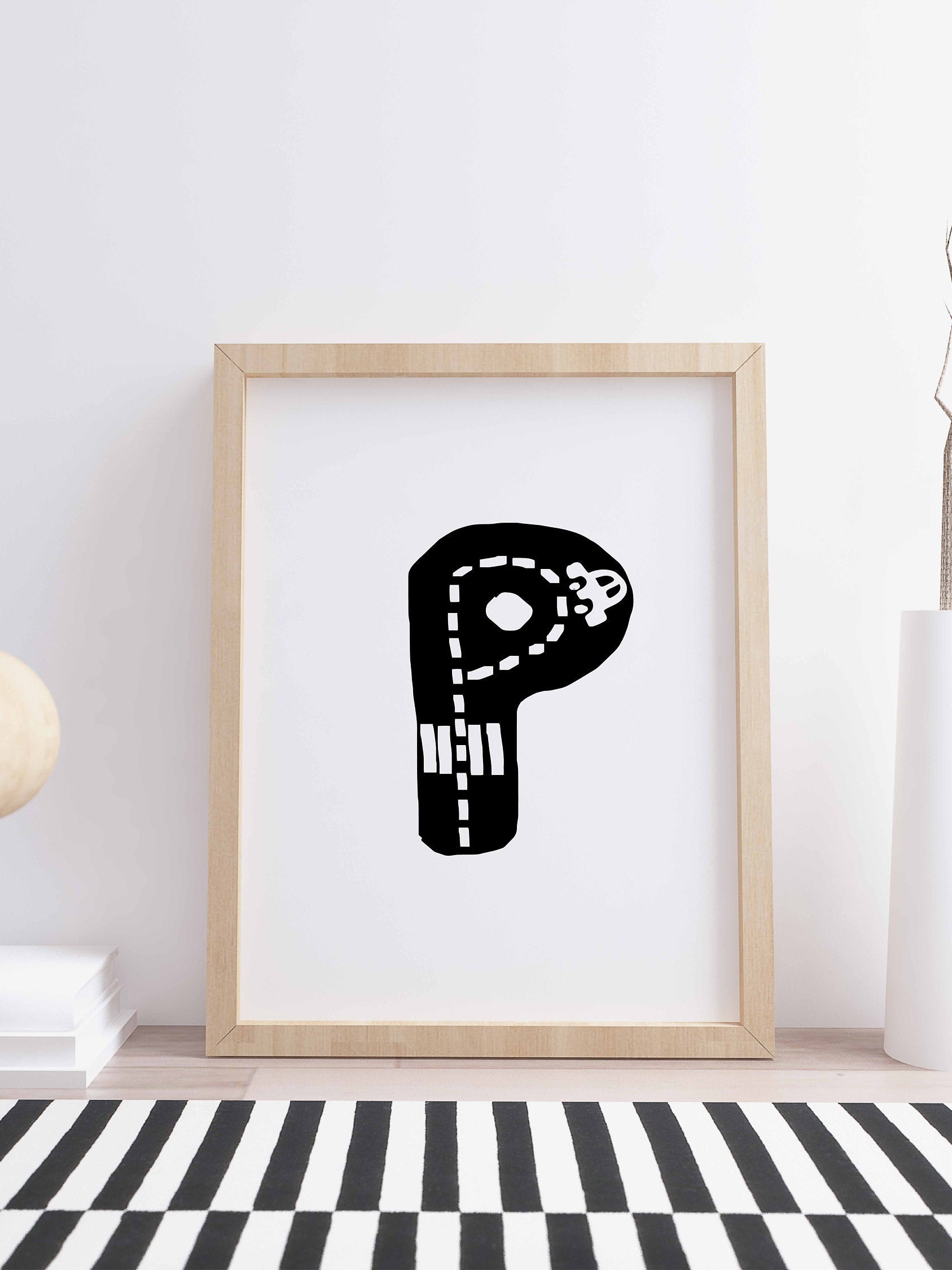 Alphabet Print Letter P Wall Art for Boy Room Decor, Transportation ...