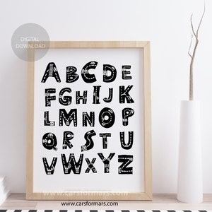 Alphabet Poster in Black and White for Toddler Boy Room Decor ...