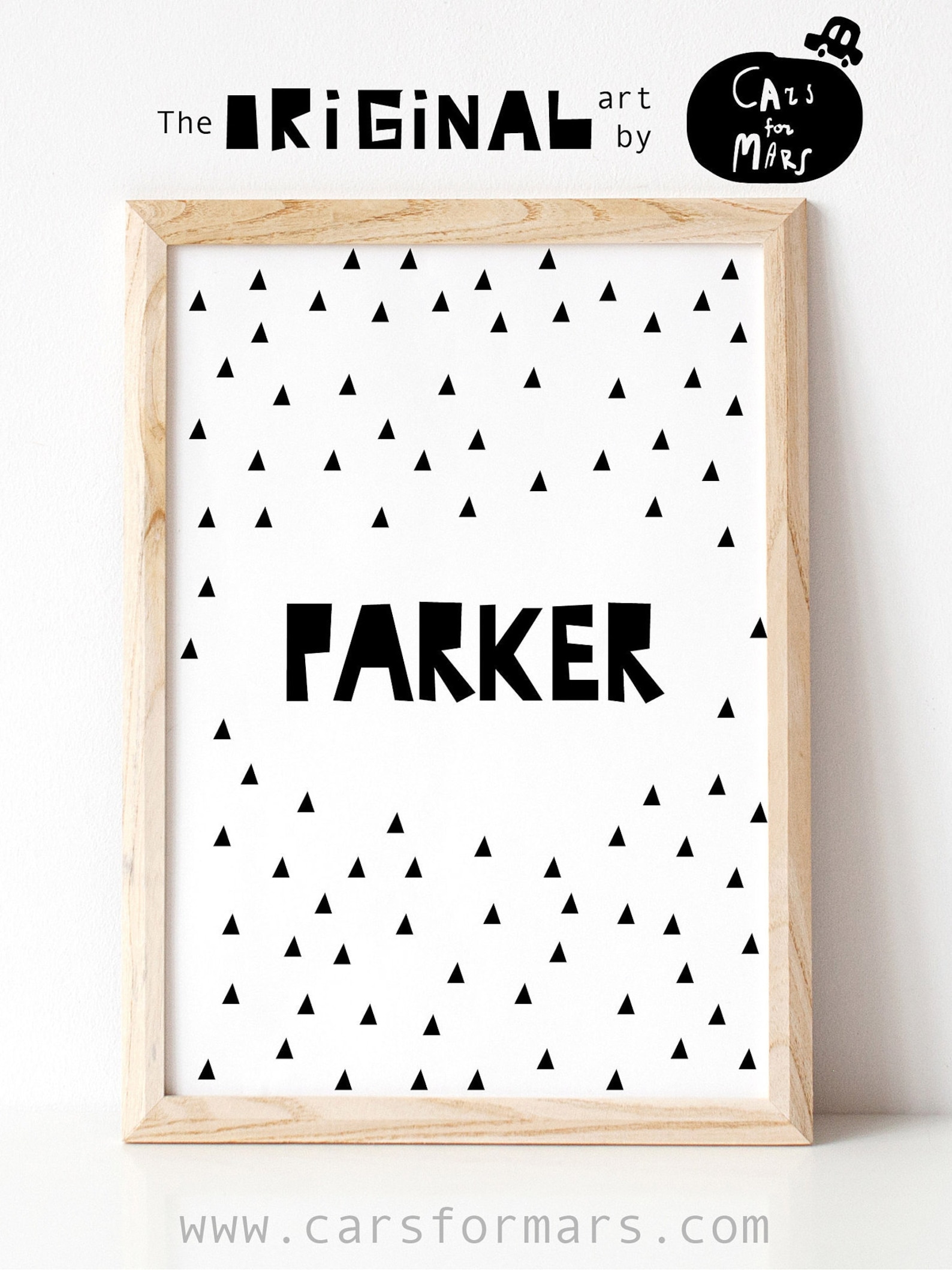 Baby Name Print in Black and White With Scandinavian Triangles for ...