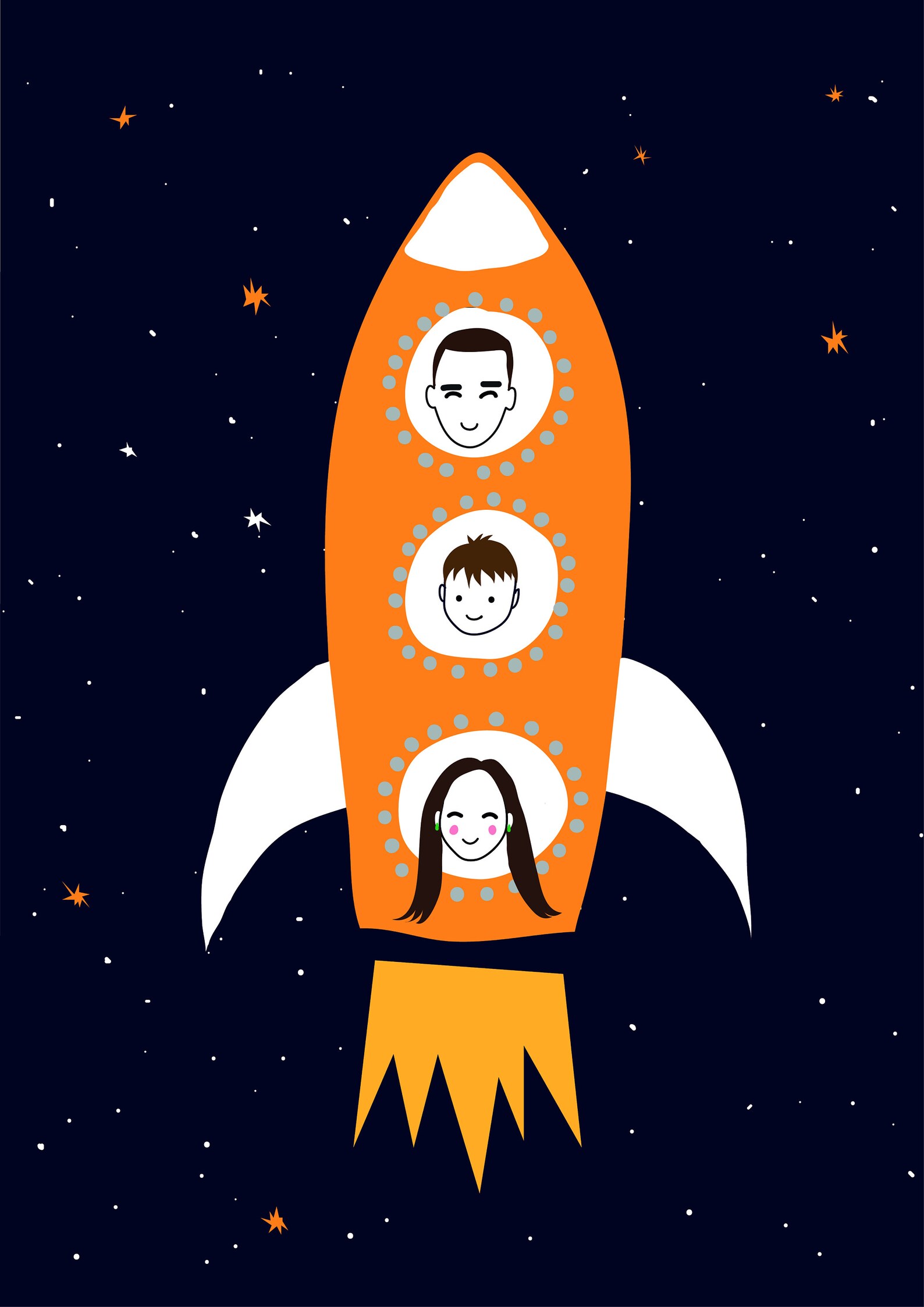 Space Themed Family Portrait Astronaut Family Illustration | Etsy