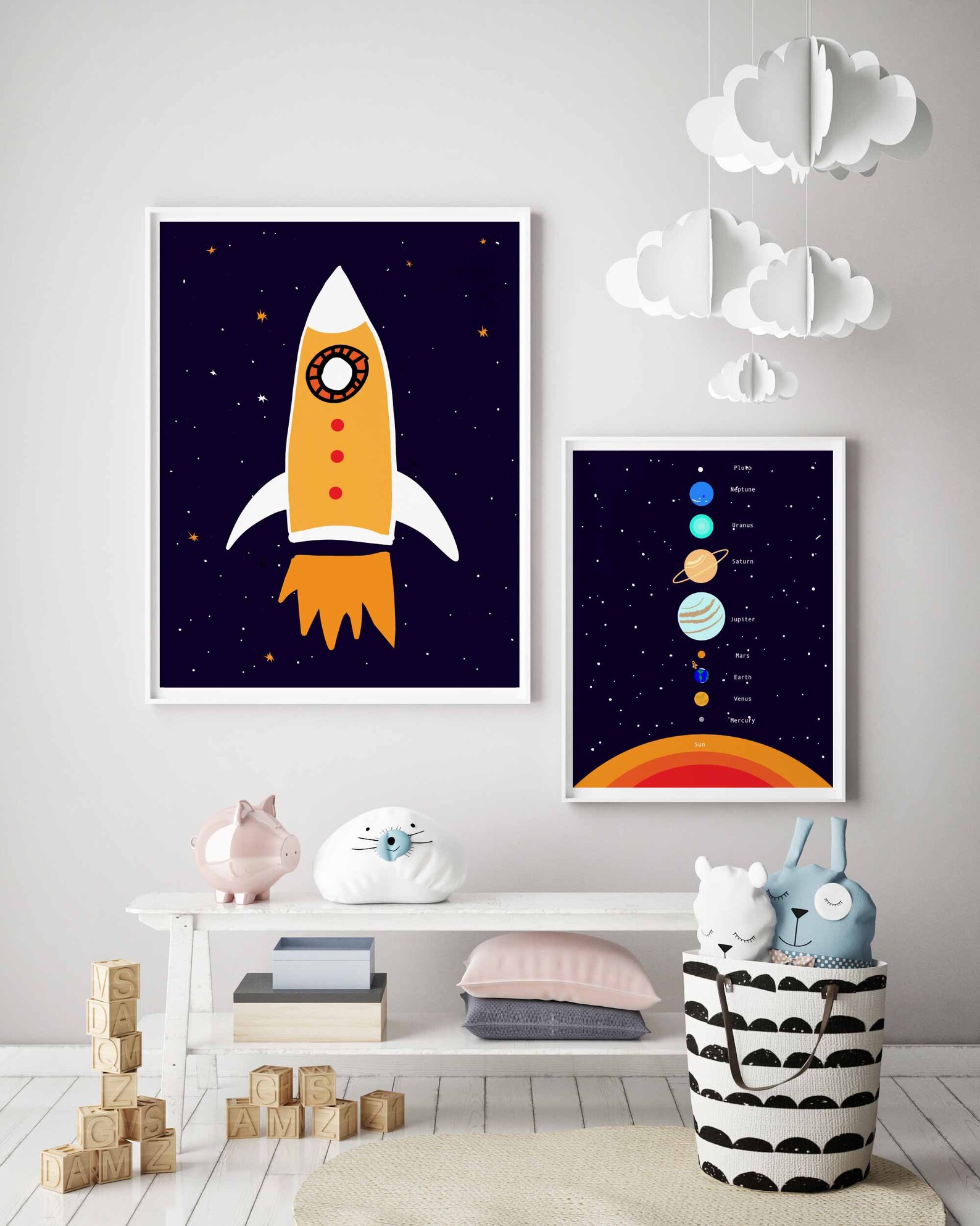 Rocket Ship Nursery Print for Toddler Boy Room Decor Space - Etsy