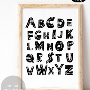 Alphabet Poster in Black and White for Toddler Boy Room Decor ...