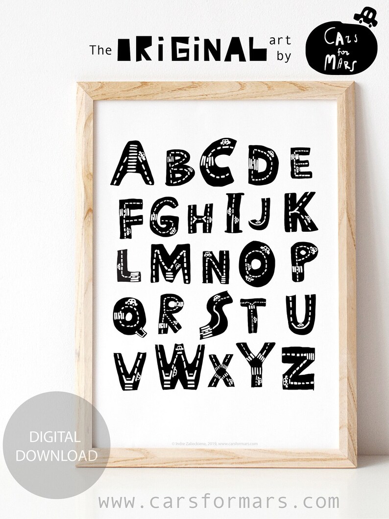 Alphabet Poster in Black and White for Toddler Boy Room Decor - Etsy