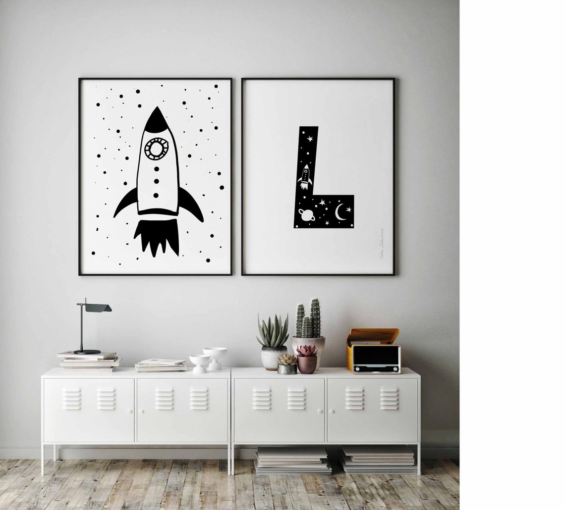 Space Themed Letter L Print for Toddler Room Decor Featuring | Etsy
