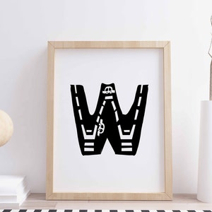 Alphabet Wall Art Letter W Print for Toddler Boy Room Decor ...