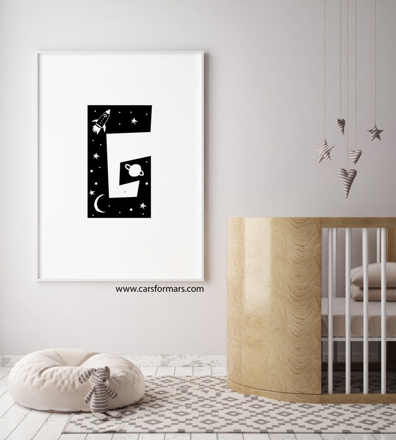 Space Themed Letter G Print for Toddler Room Decor Featuring - Etsy