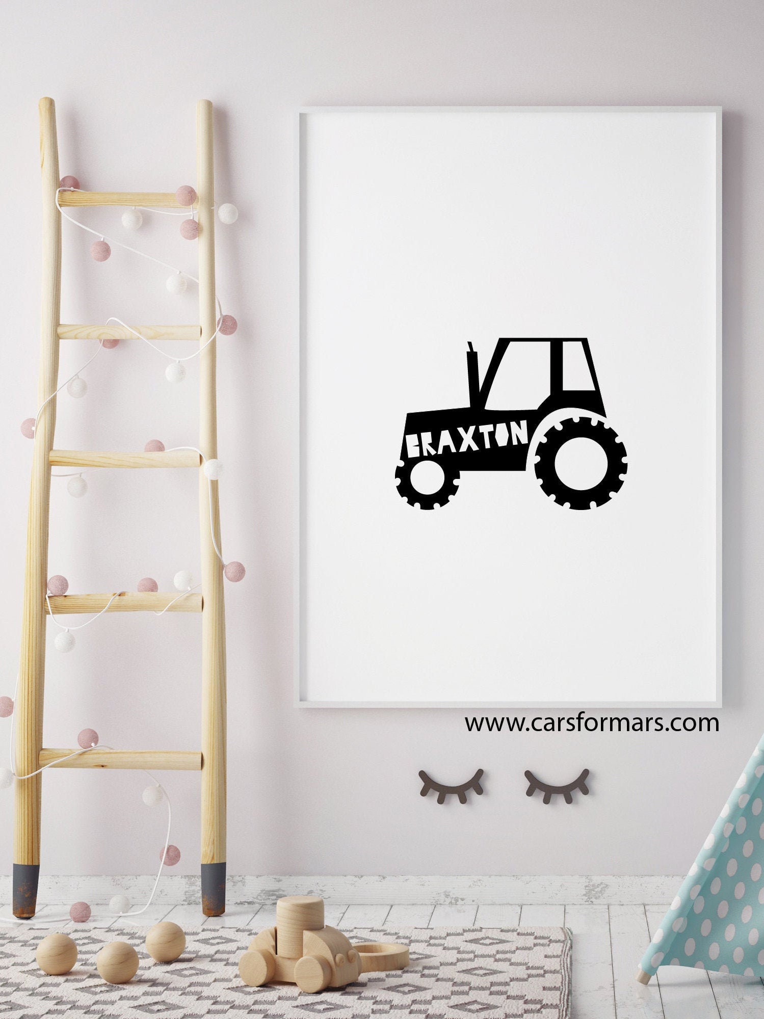 Custom Name Tractor Print in Black and White for Toddler Boy | Etsy