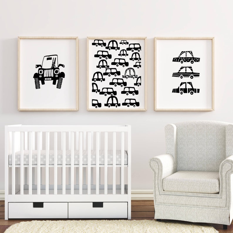 Jeep Print Black White Nursery Printable Art Minimalist - Etsy