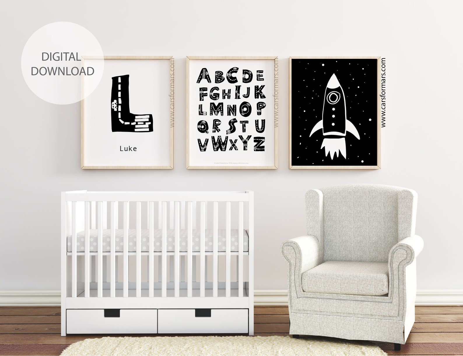 Alphabet Poster in Black and White for Toddler Boy Room Decor - Etsy