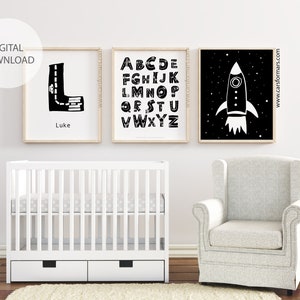 Alphabet Poster in Black and White for Toddler Boy Room Decor ...