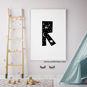 Space Themed Letter R Print for Toddler Room Decor Featuring - Etsy