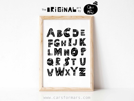 Alphabet Poster In Black And White For Toddler Boy Room Decor | Etsy