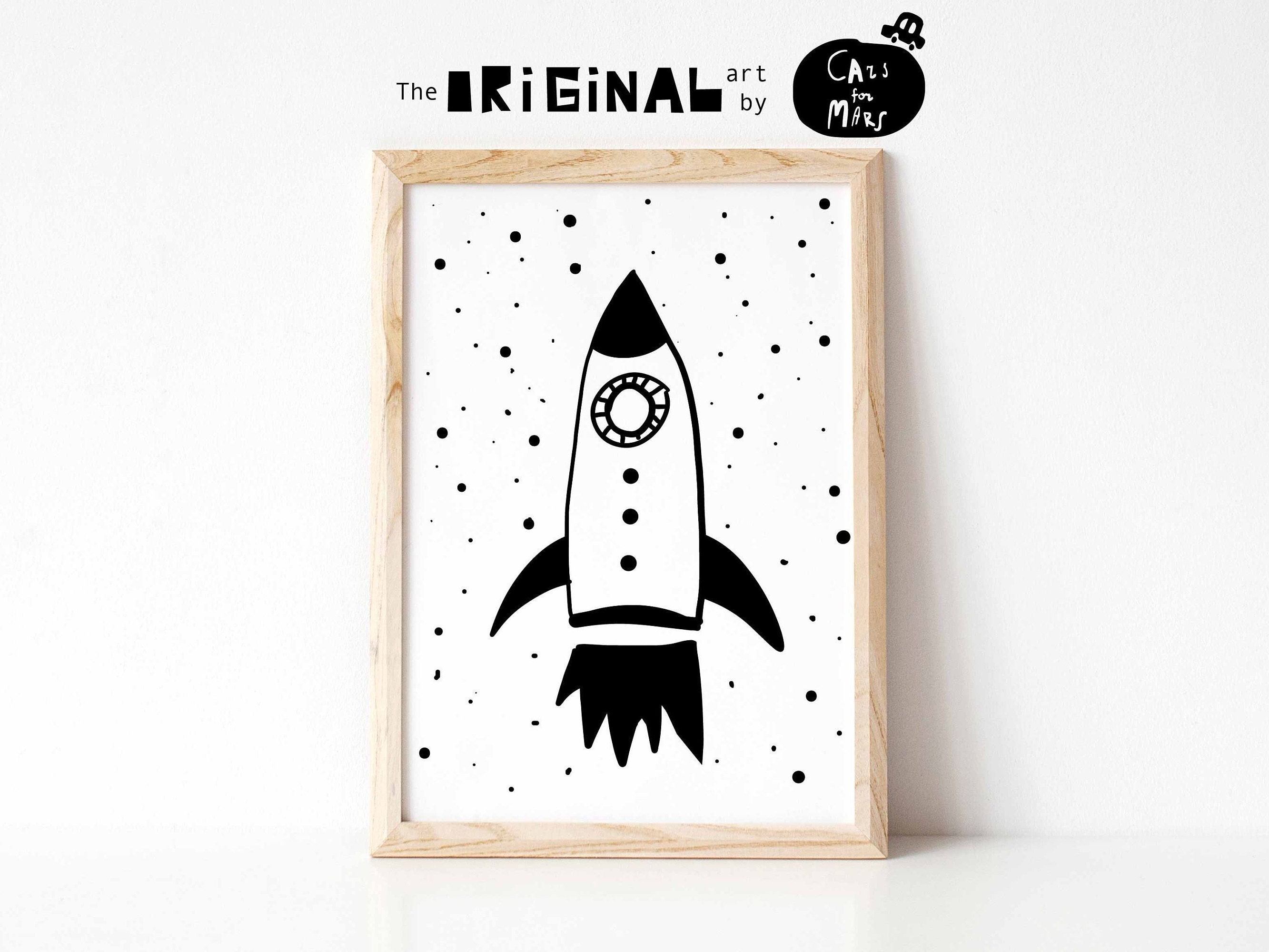 DIGITAL FILE Rocket Ship Print in Black and White for Toddler Boy Room ...